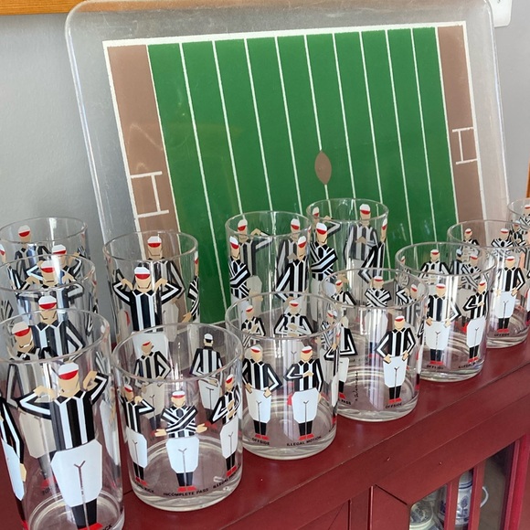 Dining | Vintage Football Referee Signal Acrylic Drinking Glasses And ...